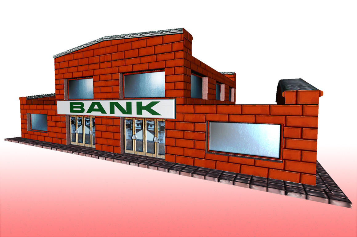 Toon Textured Small Bank Building, an Architecture 3D Model by ...