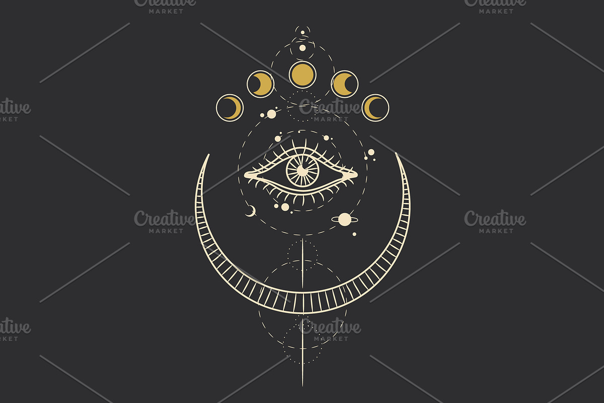 Cosmic signs and symbols, a Decorative Illustration by Chikovnaya