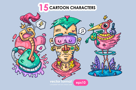 12 Different Cartoon Characters, an Illustration by Andrew_Derr