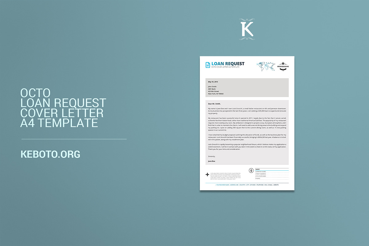Octo Loan Request Cover Letter A4, a Templates & Theme by Keboto ...