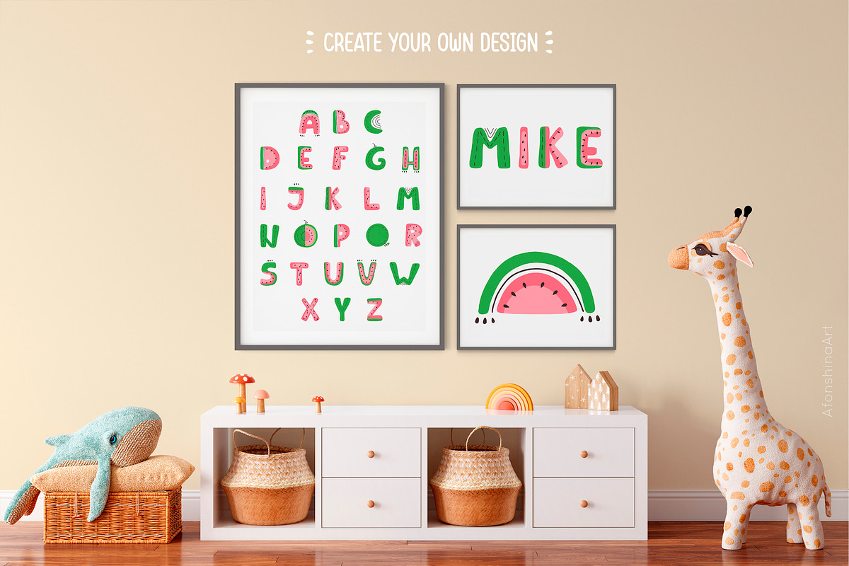 Watermelon alphabet set, an Illustration by AfonshinaArt