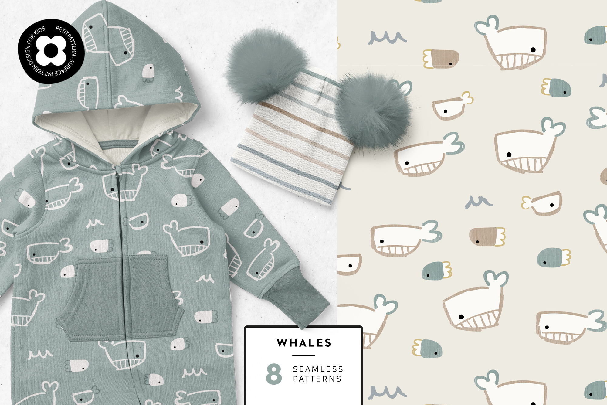 Whales pattern collection, a Pattern Graphic by Muriel Petitpattern
