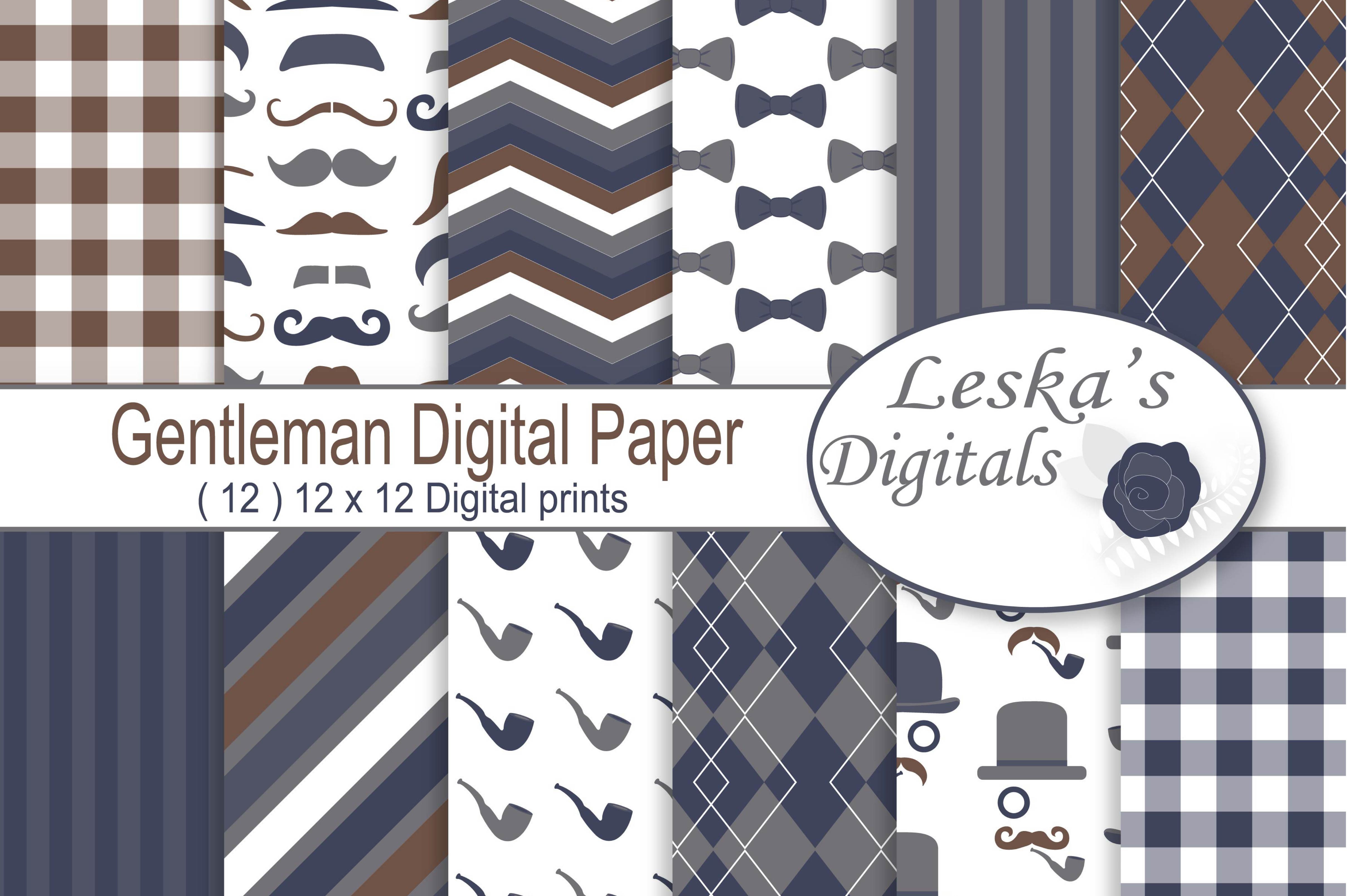 Gentleman Digital Papers, a Pattern Graphic by Leska's Digitals