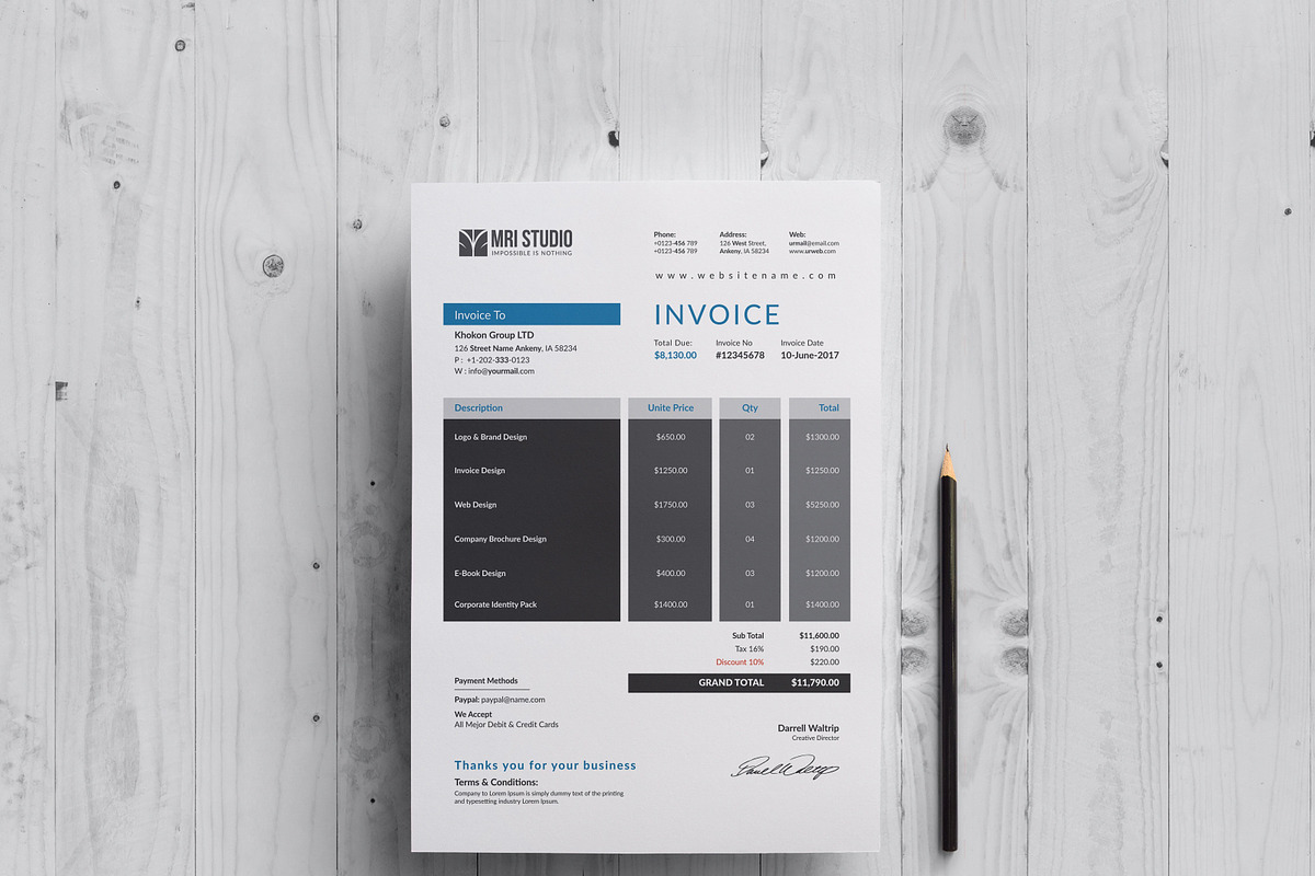 Invoice Templates, a Stationery Template by MRI STUDIO