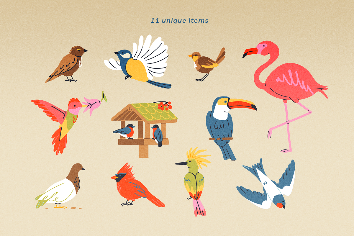 Flying birds colored bundle, an Object Graphic by My.Ordinarty