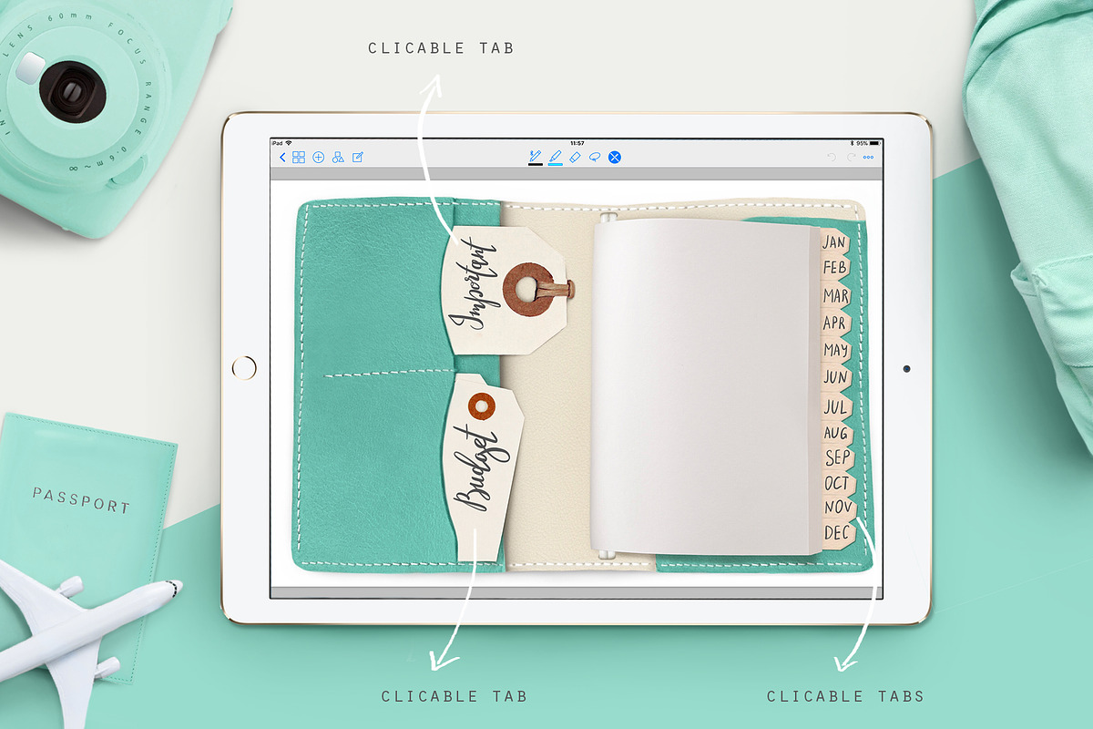 Digital travel journal, a Stationery Template by Kate Snitser