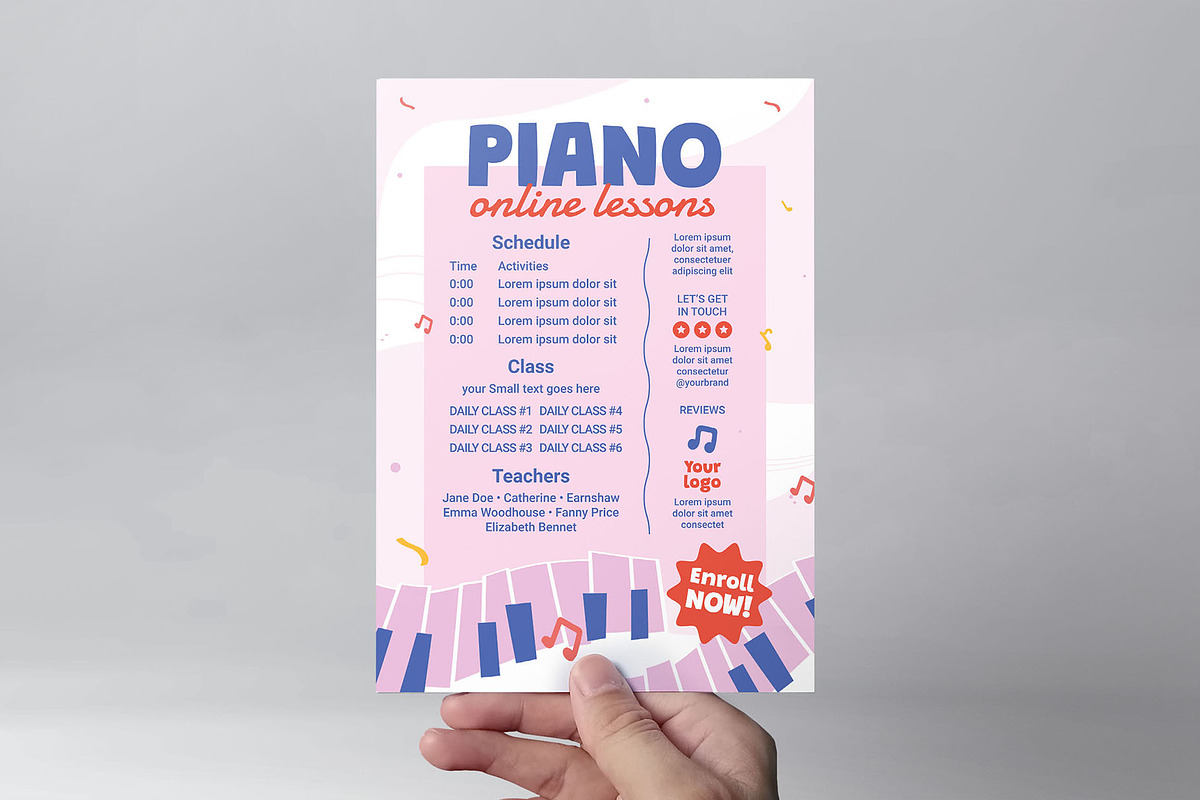 Piano Lessons Flyer Template, a Flyer Template by BrandPacks