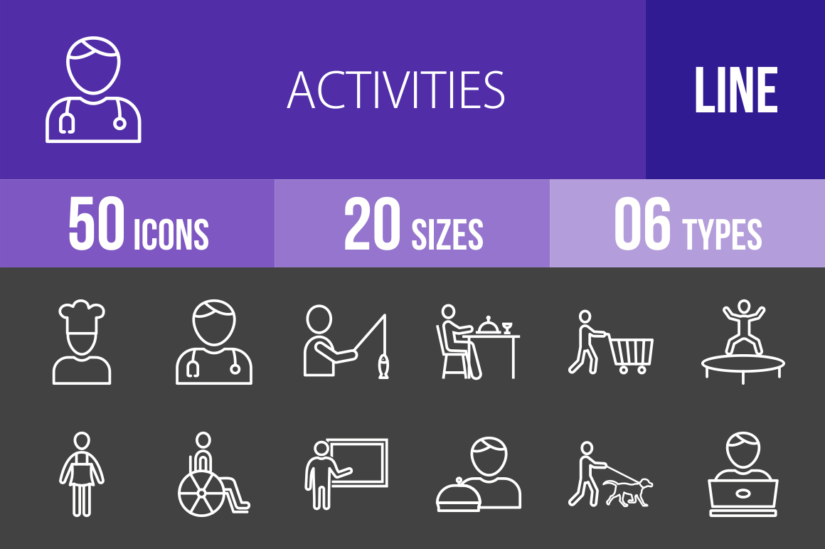50 Activities Line Inverted Icons | Outline Icons ~ Creative Market