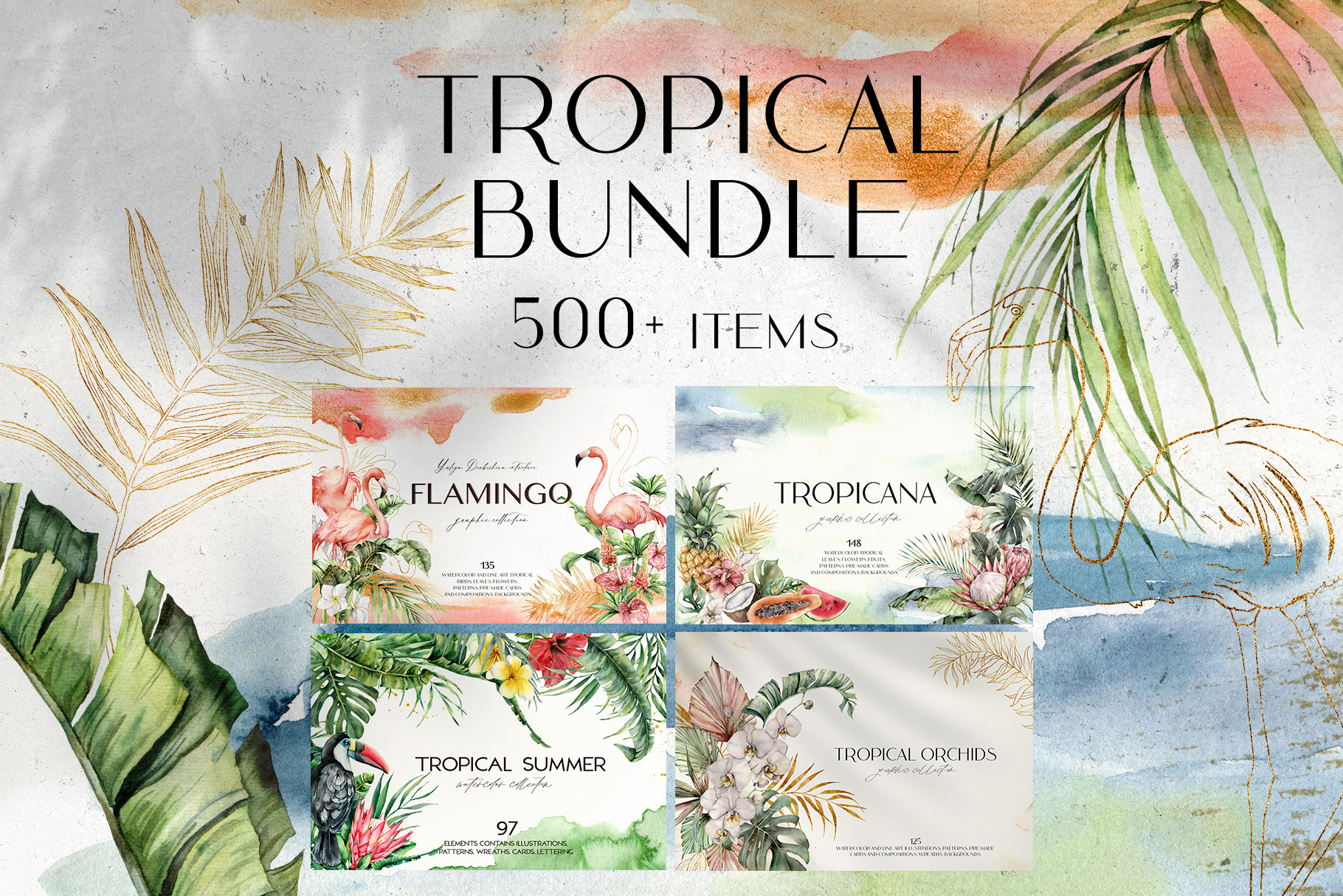 Big tropical bundle 500+ illustrations