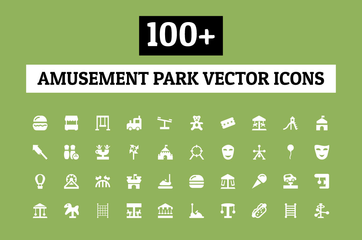 100+ Amusement Park Vector Icons, an Icon by Creative Stall