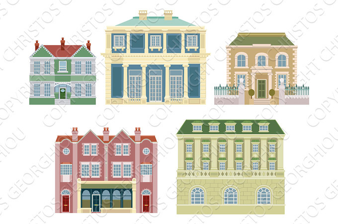 Luxury old fashioned houses buildings, an Illustration by Christos ...