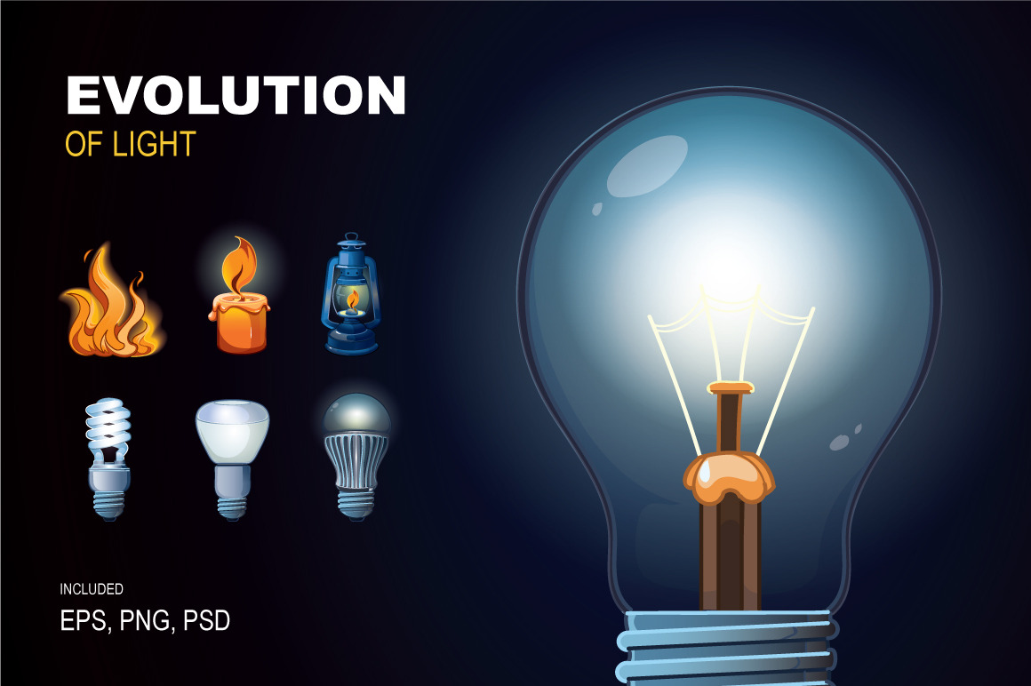 Evolution of light. Icon set, an Object Graphic by Multigon