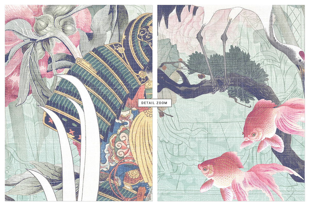 Shogun and japanese seamless patterns.