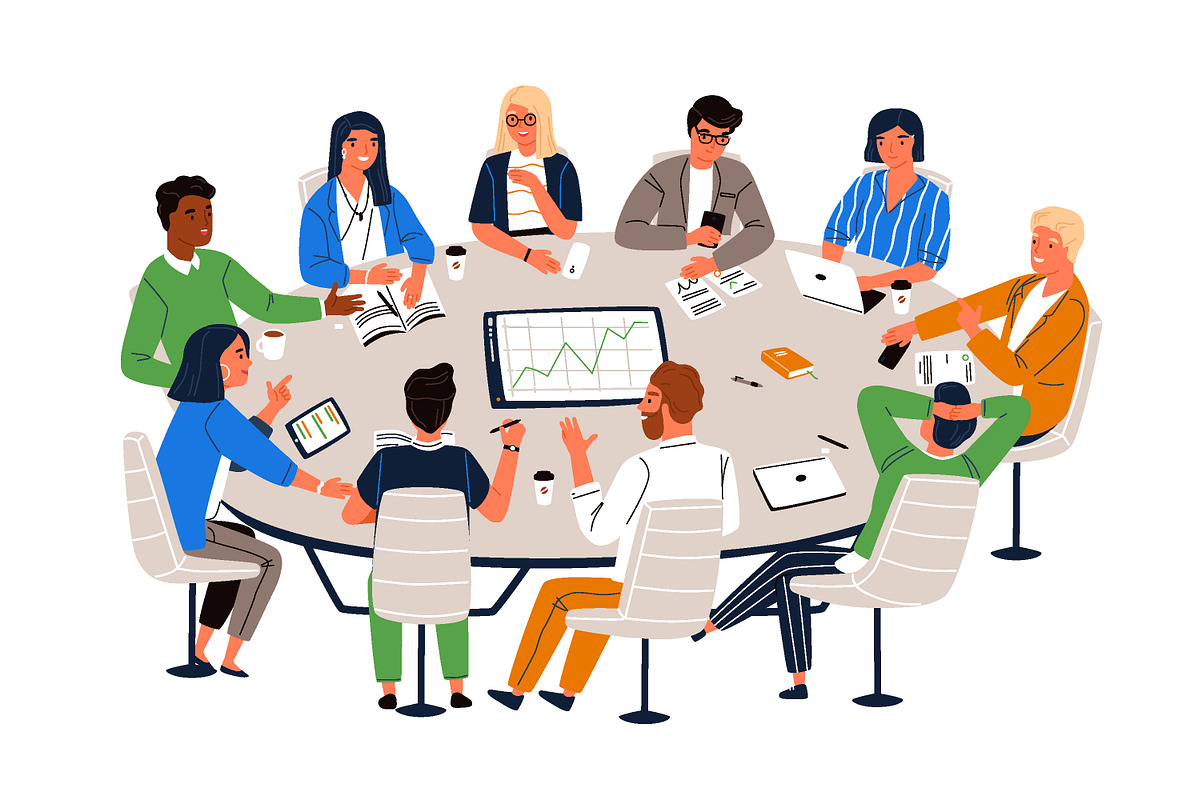 Round table conference, brainstorm, a Person Illustration by Good Studio
