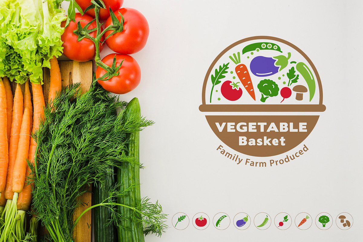 Vegetable Logo & Icons, a Branding & Logo Template by Dora Katona