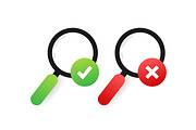Magnifying glass and a tick and, an Object Illustration by DG-Market