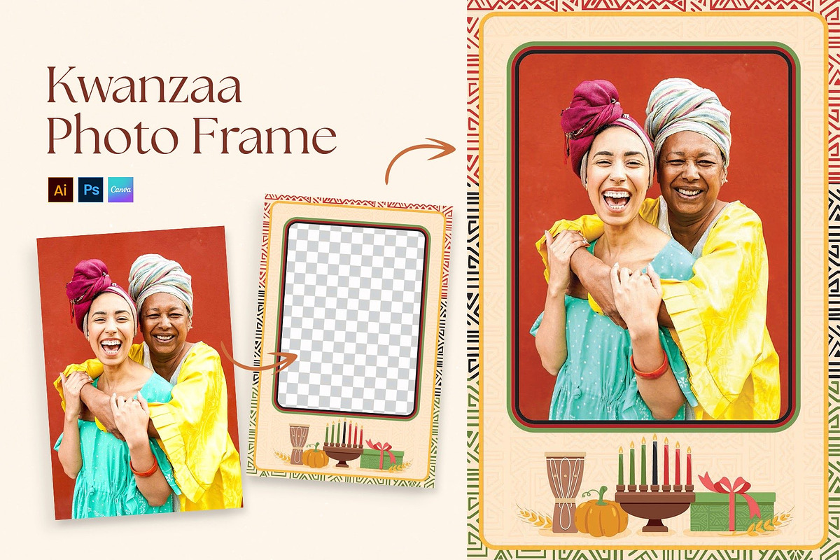 Kwanzaa Photo Frame Flyer Template, a Layer Style Add-On by DesignerCandies