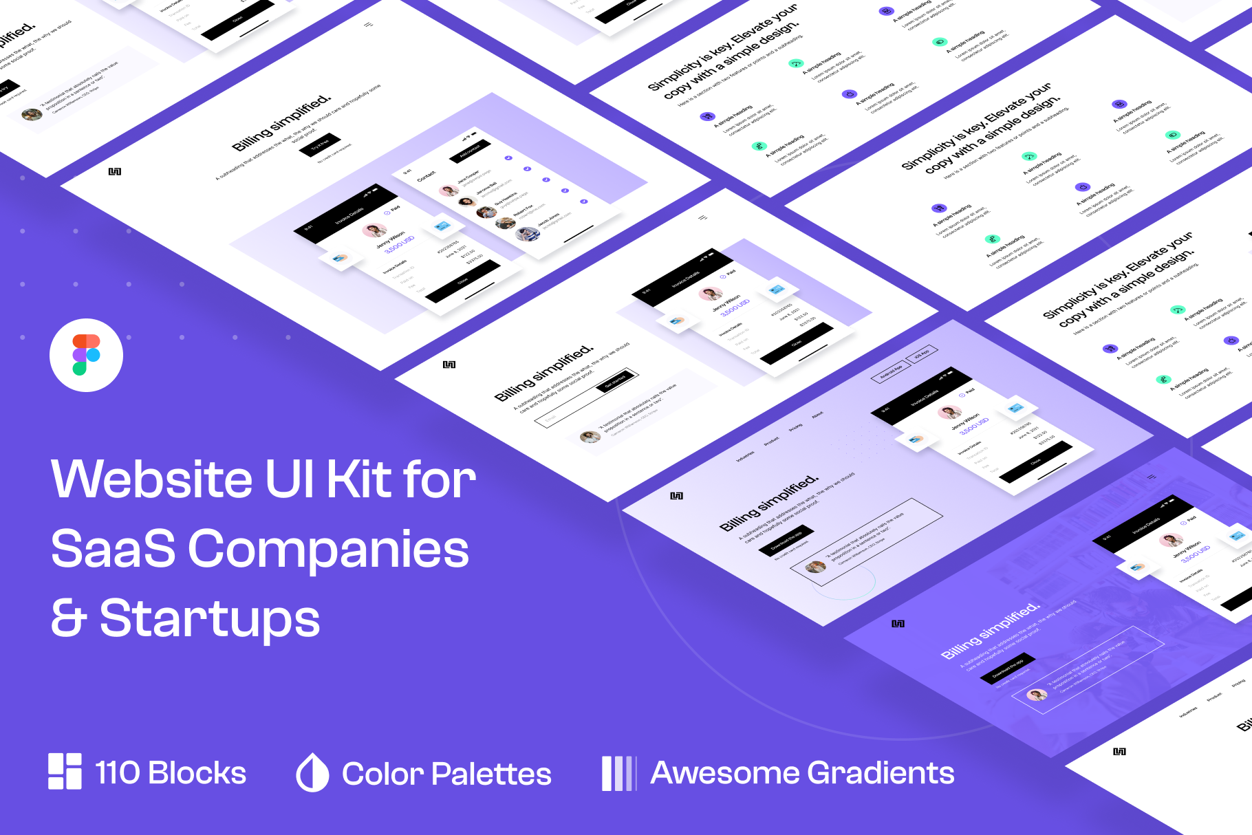 SaaS Website UI Kit, Figma Template