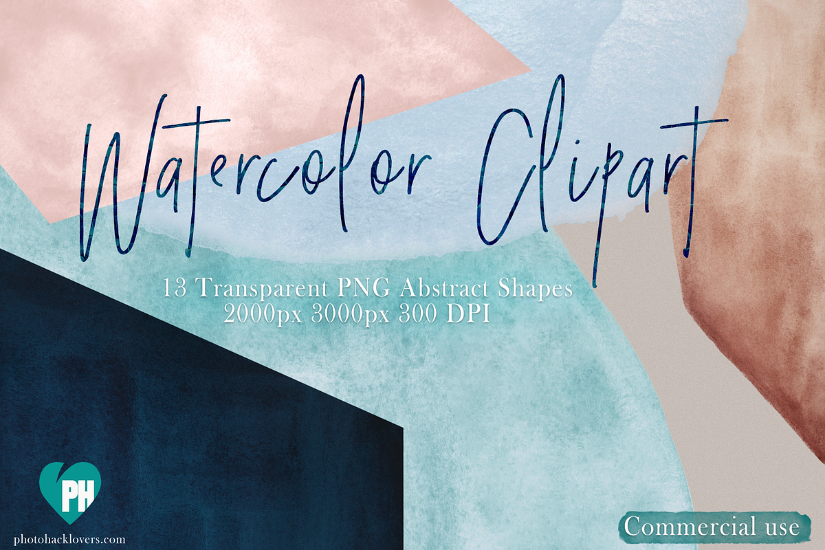 13 Watercolor Shapes Clipart VOL 1, an Object Graphic by Photohacklovers
