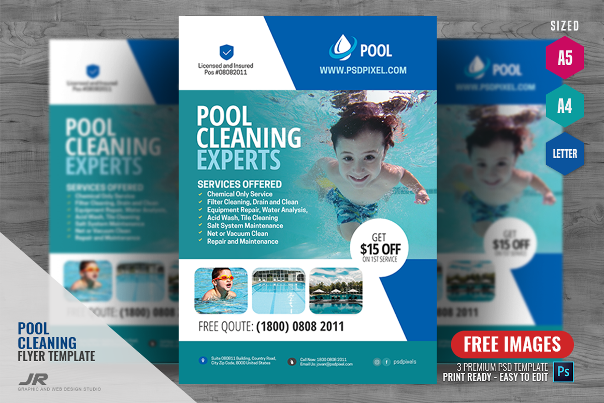 Swimming Pool Company Promo Flyer, a Flyer Template by PSDPixel