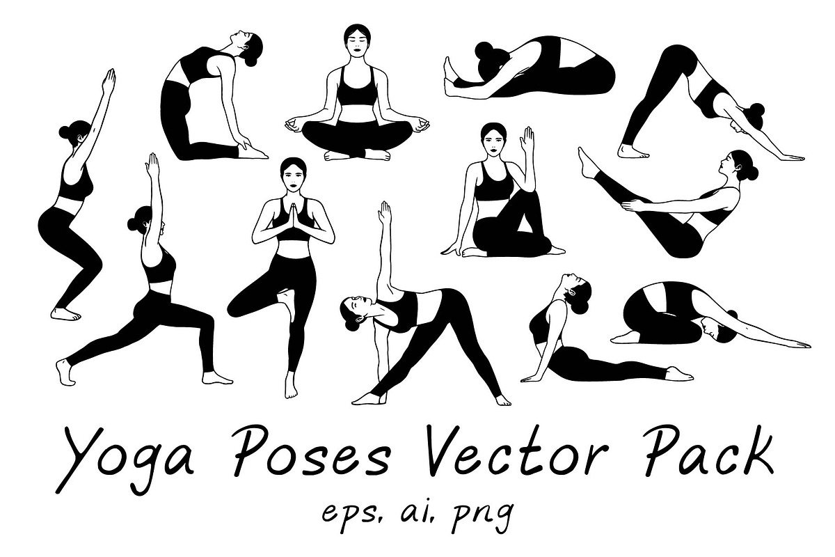 Yoga Poses Vector Pack, a Healthcare Illustration by Andres M Rodriguez