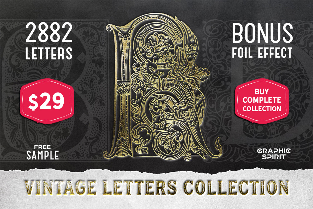 Vintage Letter R Vector And PNG, a Symbol Font by Graphic Spirit