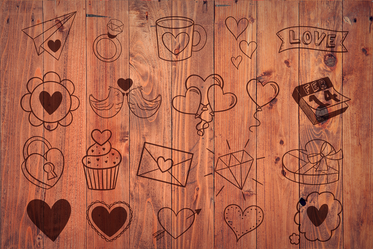Valentine Doodles | Brushes and PNGs, a Brush Add-On by Brushed Rose