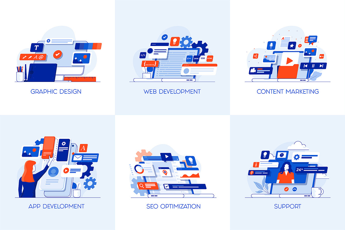 Set of 40 Modern Flat Design Concept, an Education Illustration by ...