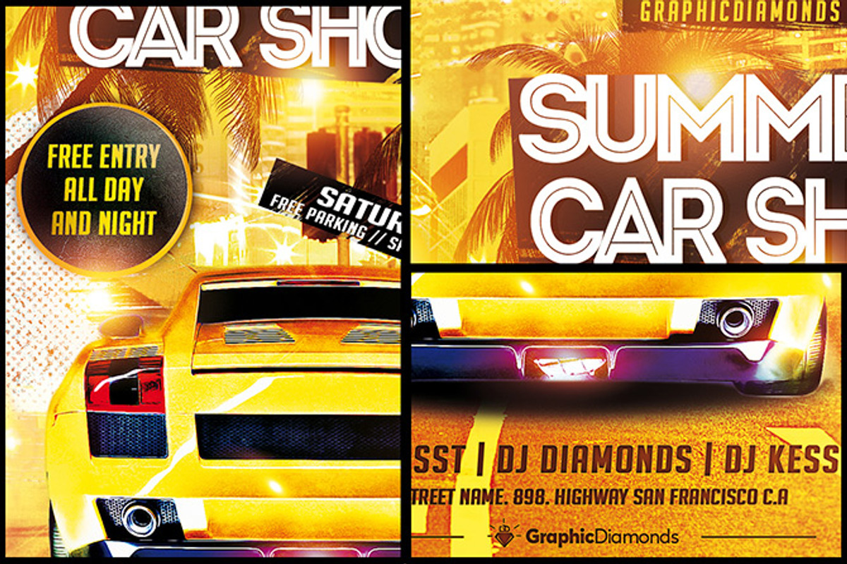 Summer Break Car Show Flyer, a Flyer Template by GraphicDiamonds