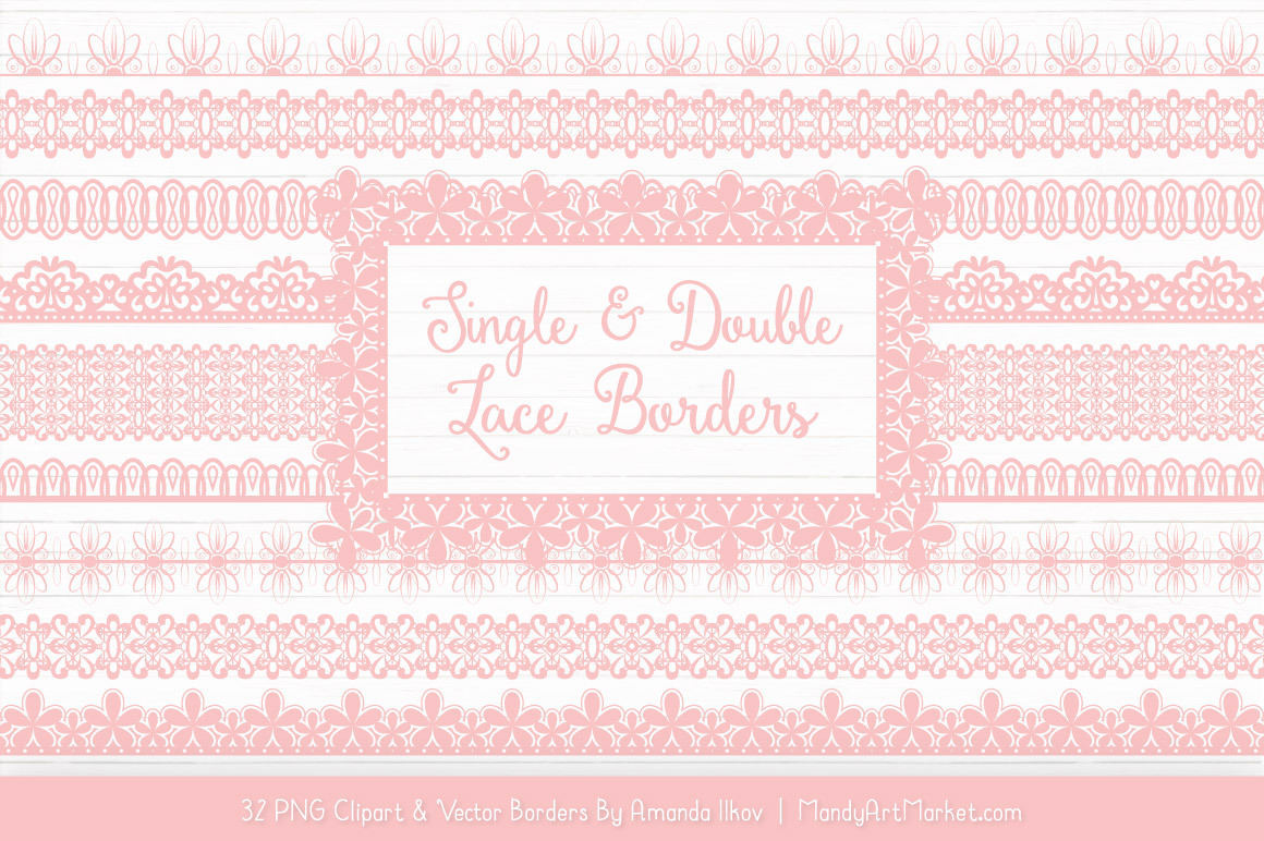 Soft Pink Lace Clipart Borders, an Illustration by Amanda Ilkov
