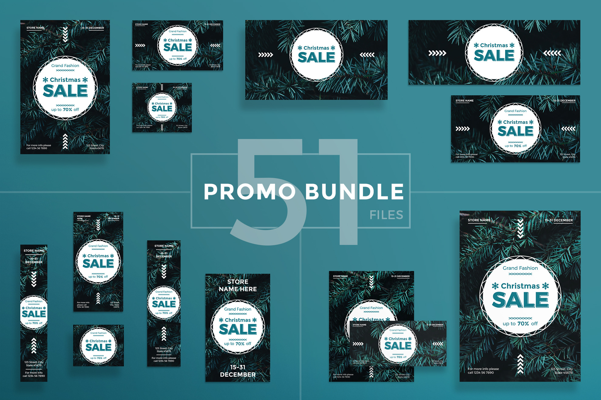 Promo Bundle | Christmas Sale, a Poster Template by Amber Graphics