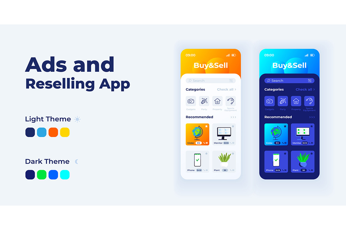 Ads and reselling app interface, a Graphic by bsd studio | Creative Market