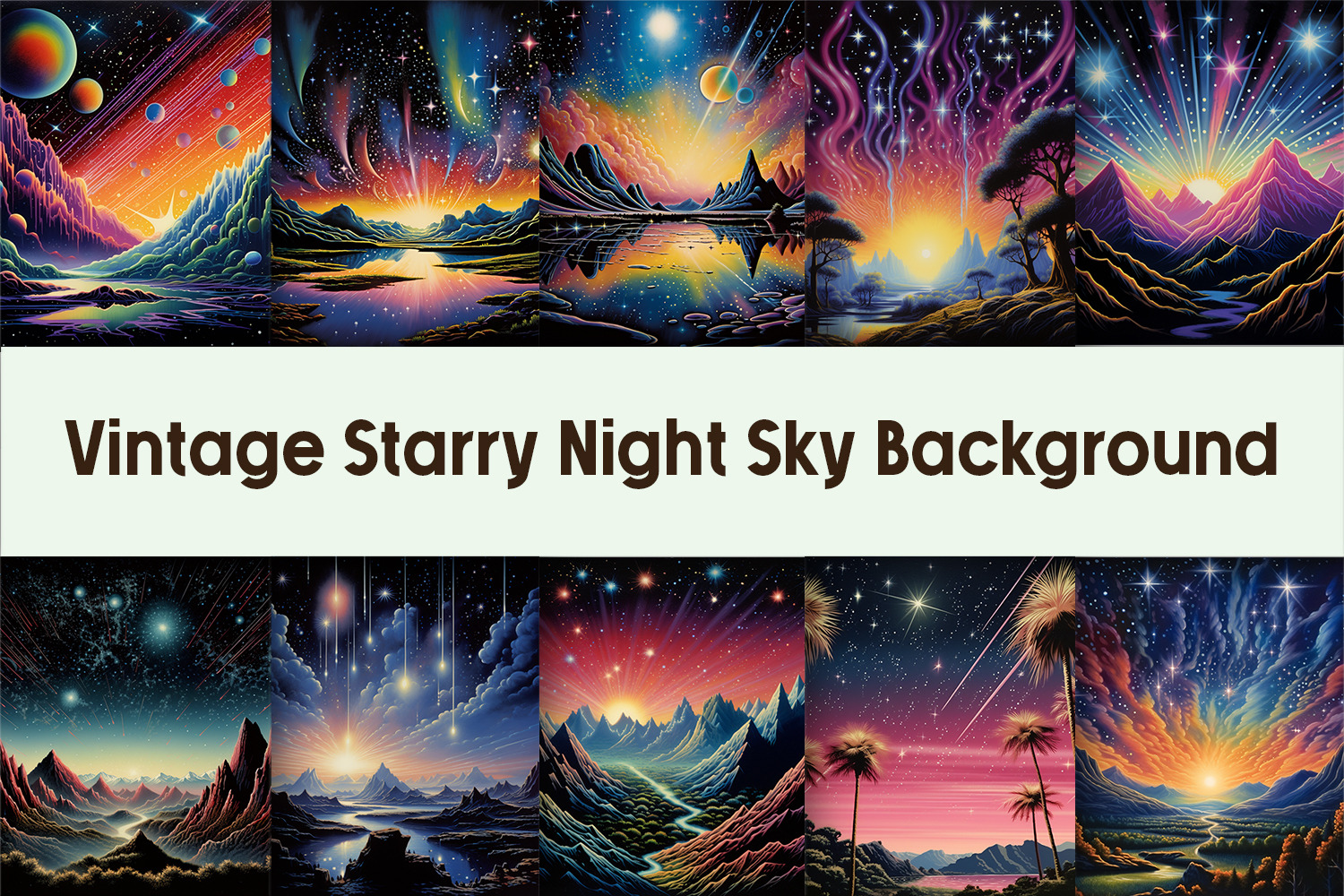 Vintage Starry Night Sky Background, a Background Graphic by AdriOP ...