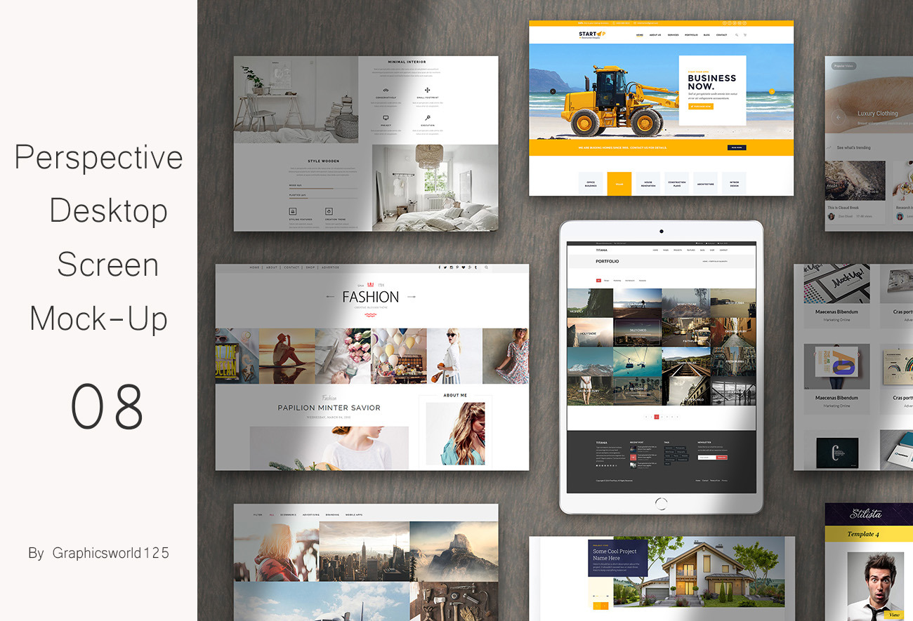 Perspective Desktop Screen Mockup 08, an iPhone Mockup by Graphicsworld125