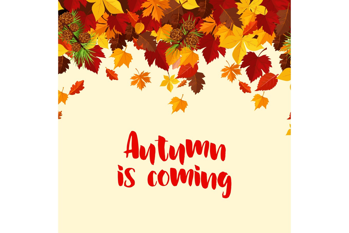Autumn fall leaves vector poster template, a Seasonal Illustration by ...