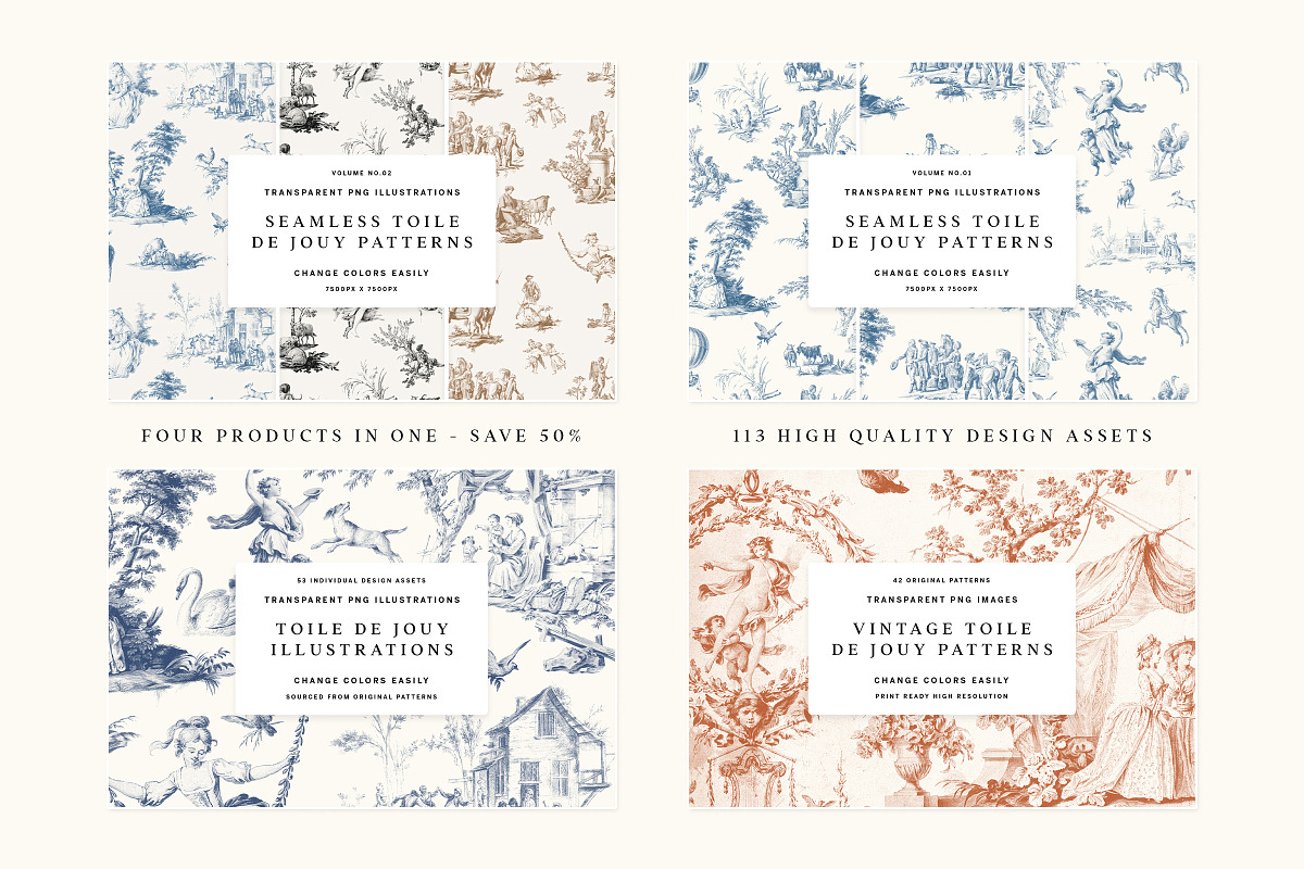 Toile De Jouy Design Collection, a Decorative Illustration by Century ...