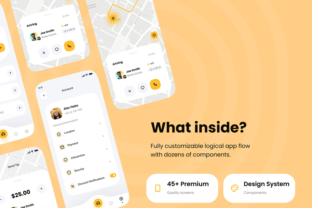 Snail - Taxi booking App UI KIT