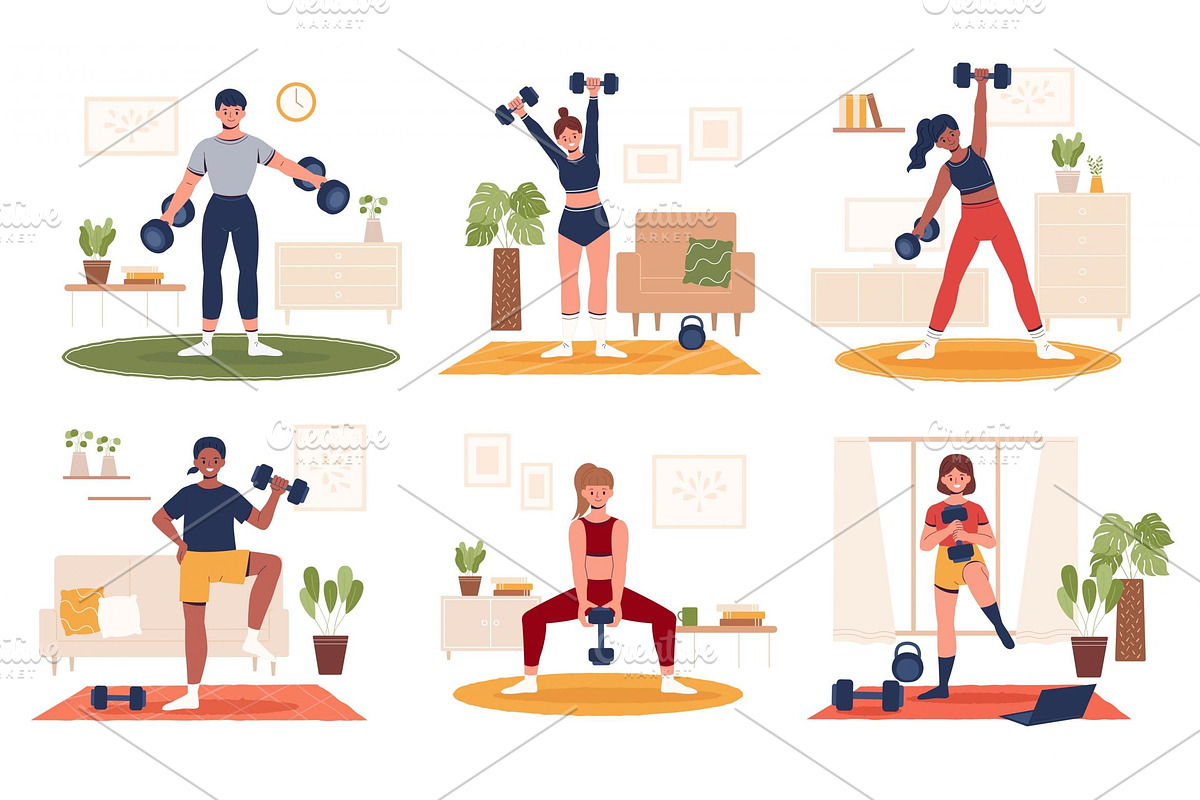 Home gym workout collection, a Healthcare Illustration by TotallypicRF