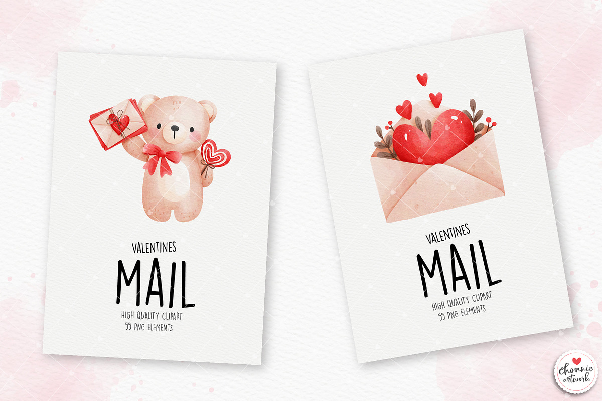 Valentine mail clipart, valentine's, an Illustration by Chonnieartwork