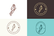 bird coffee house cafe logo monoline | Branding & Logo Templates ...