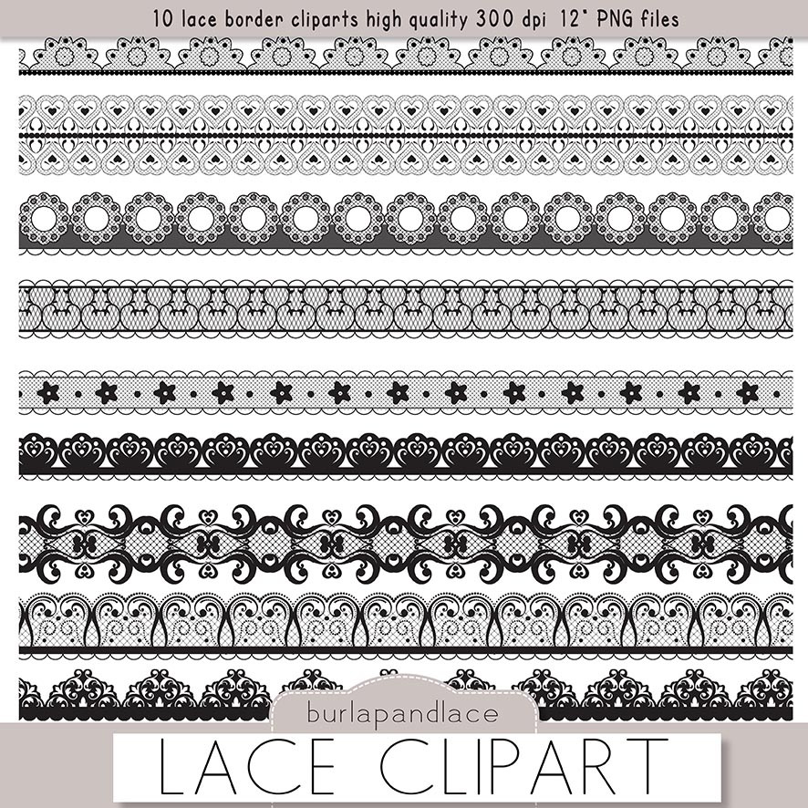 Clipart black lace borders, an Illustration by burlapandlace
