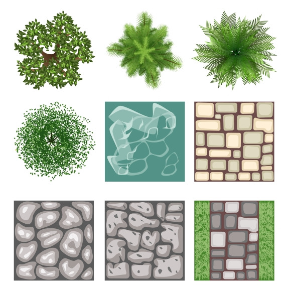 Landscape design top view elements, a Background Graphic by Microvector
