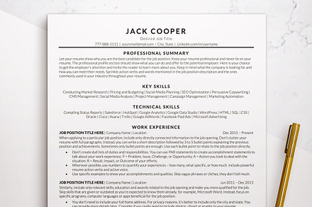 Resume/CV - 5 Pages | Resume Templates ~ Creative Market