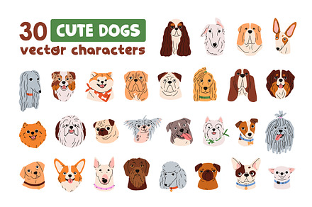 Cartoon dogs set. Vector clipart | Animal Illustrations ~ Creative Market