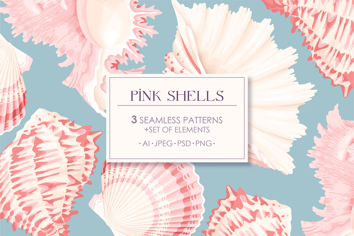 Pink Shells Patterns, a Pattern Graphic by GreyLilac
