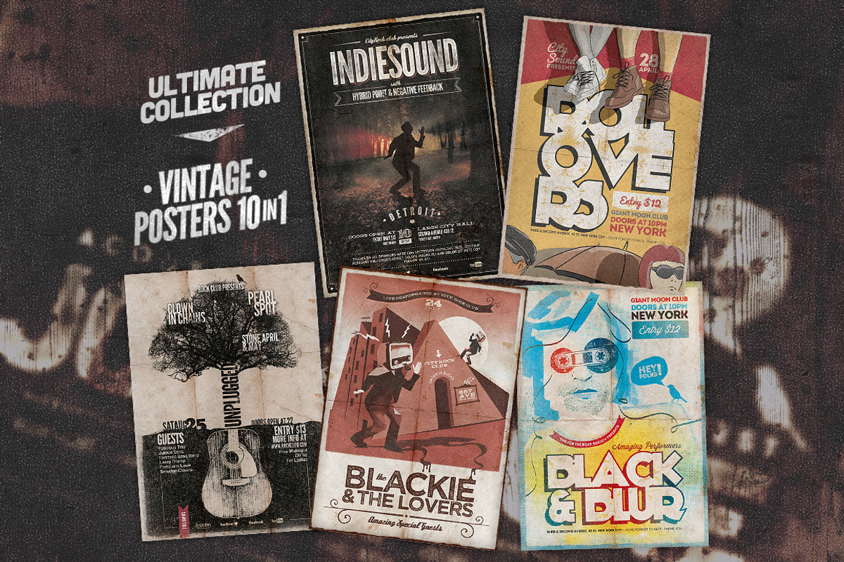 10 Ultimate Vintage Posters - Bundle, a Flyer Template by PuneDesign