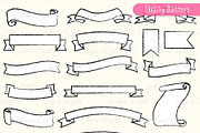 Doodle Ribbon Banner Clipart Vectors, an Object Graphic by Avenie Digital