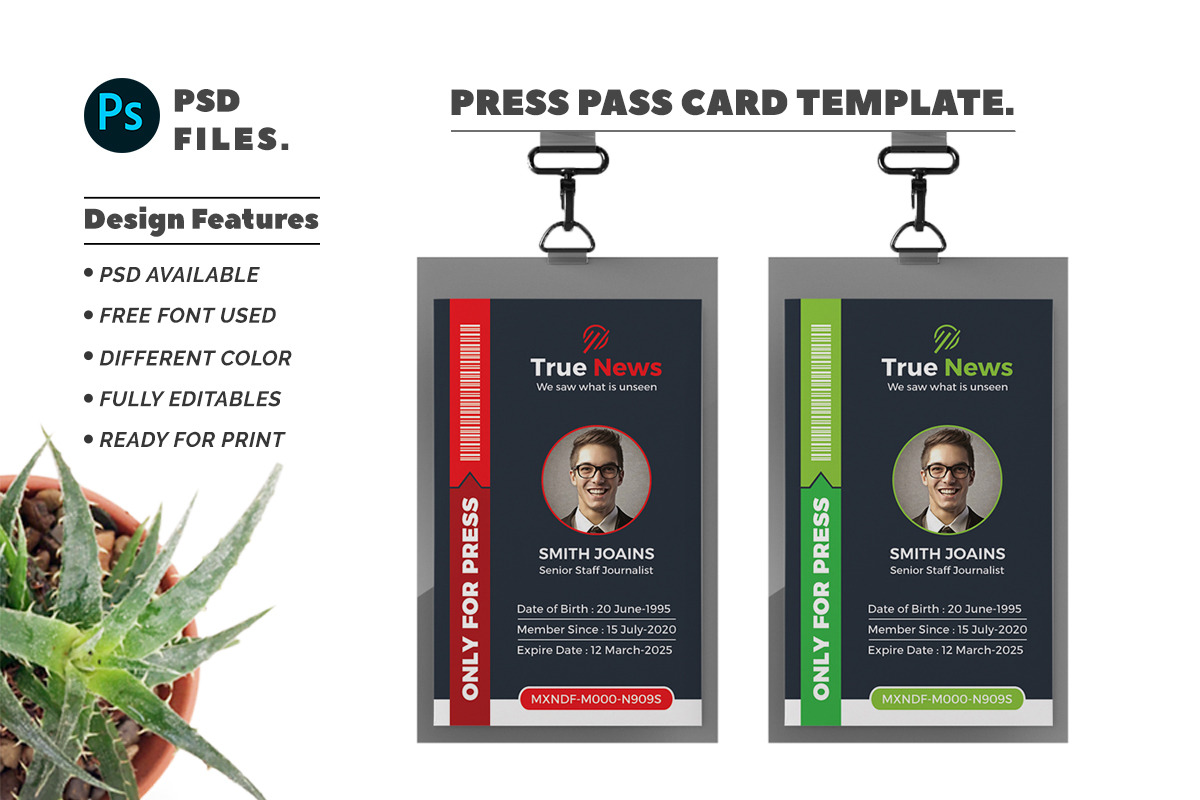 Press Pass ID Card Template, a Card Template by GoodShape
