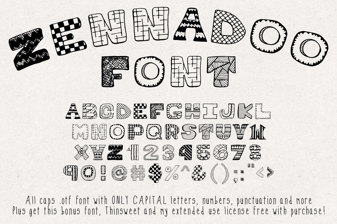 Zennadoo Font, a Sans Serif Font by Heather Green Designs