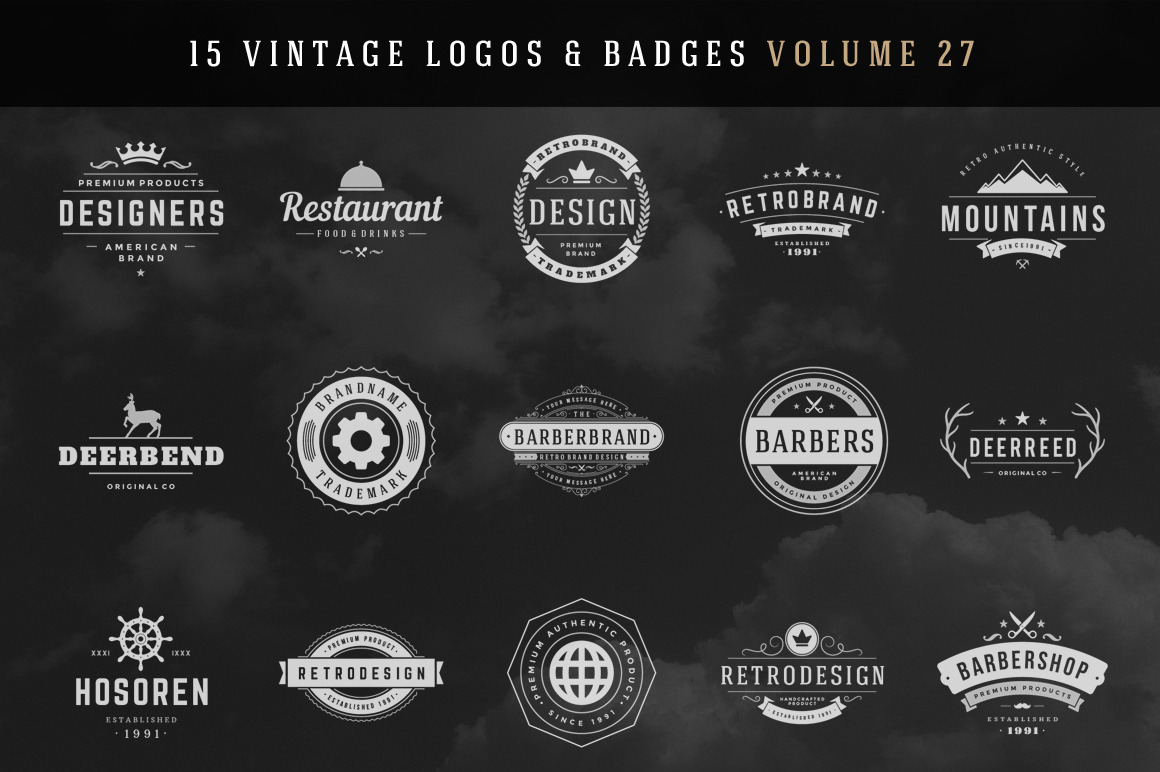 15 Retro Vintage Logotypes or Badges, a Branding & Logo Template by ...
